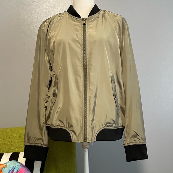 kenzie | Jackets & Coats | Kenzie Green Black Full Zipper Bomber Jacket ...